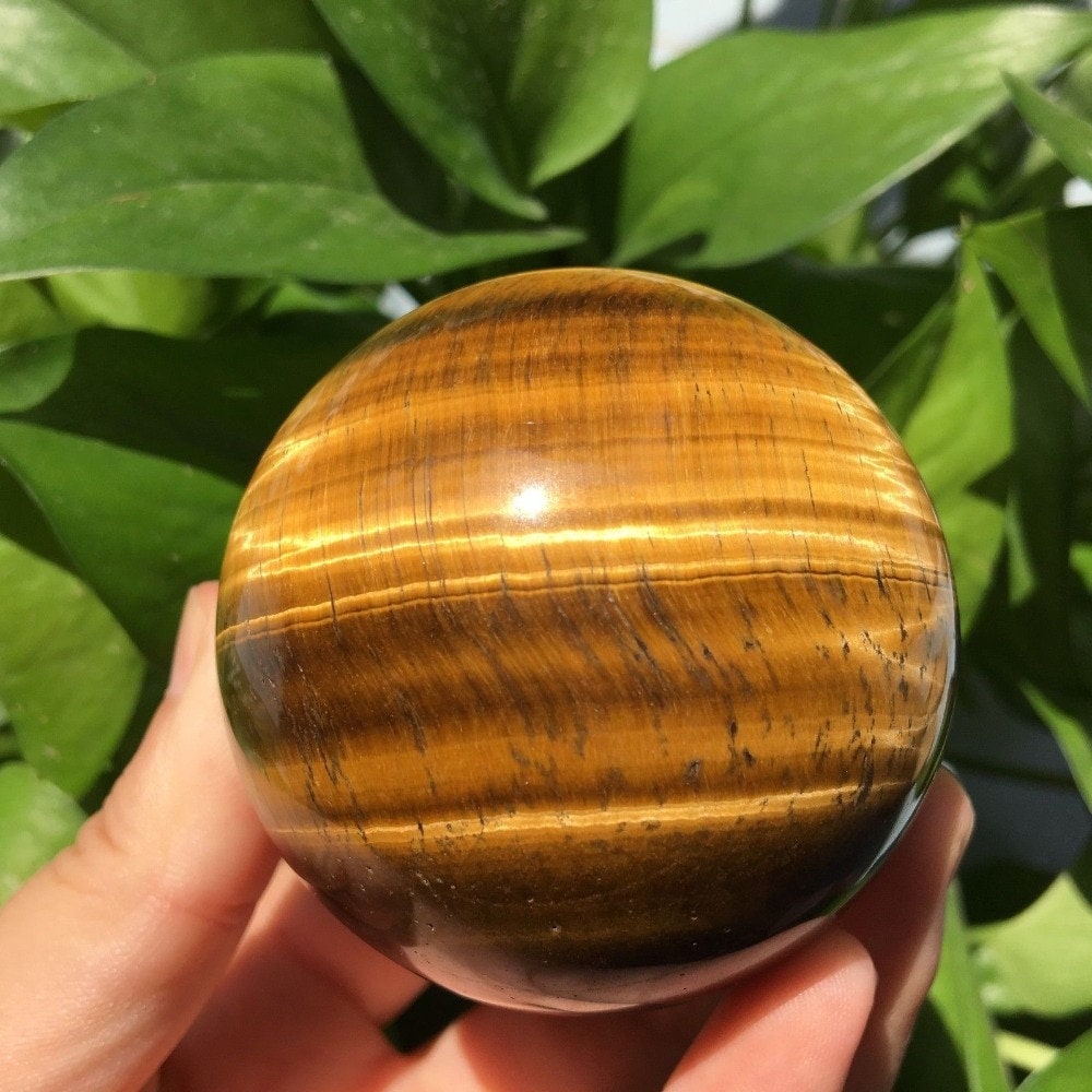 Natural Tiger S Eye Quartz Crystal Sphere Ball Healing - Etsy