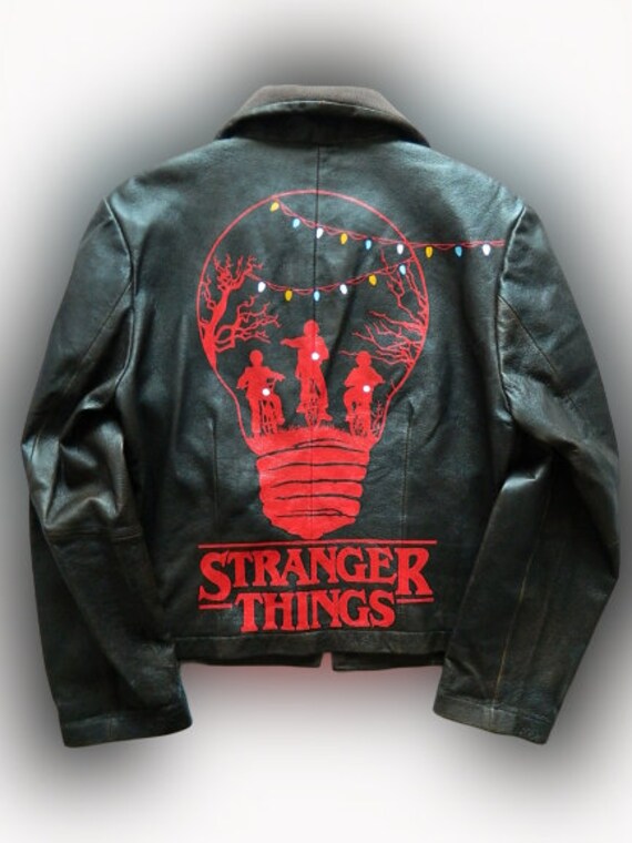 Stranger Things Jacket Hand-painted Real Leather Jacket | Etsy