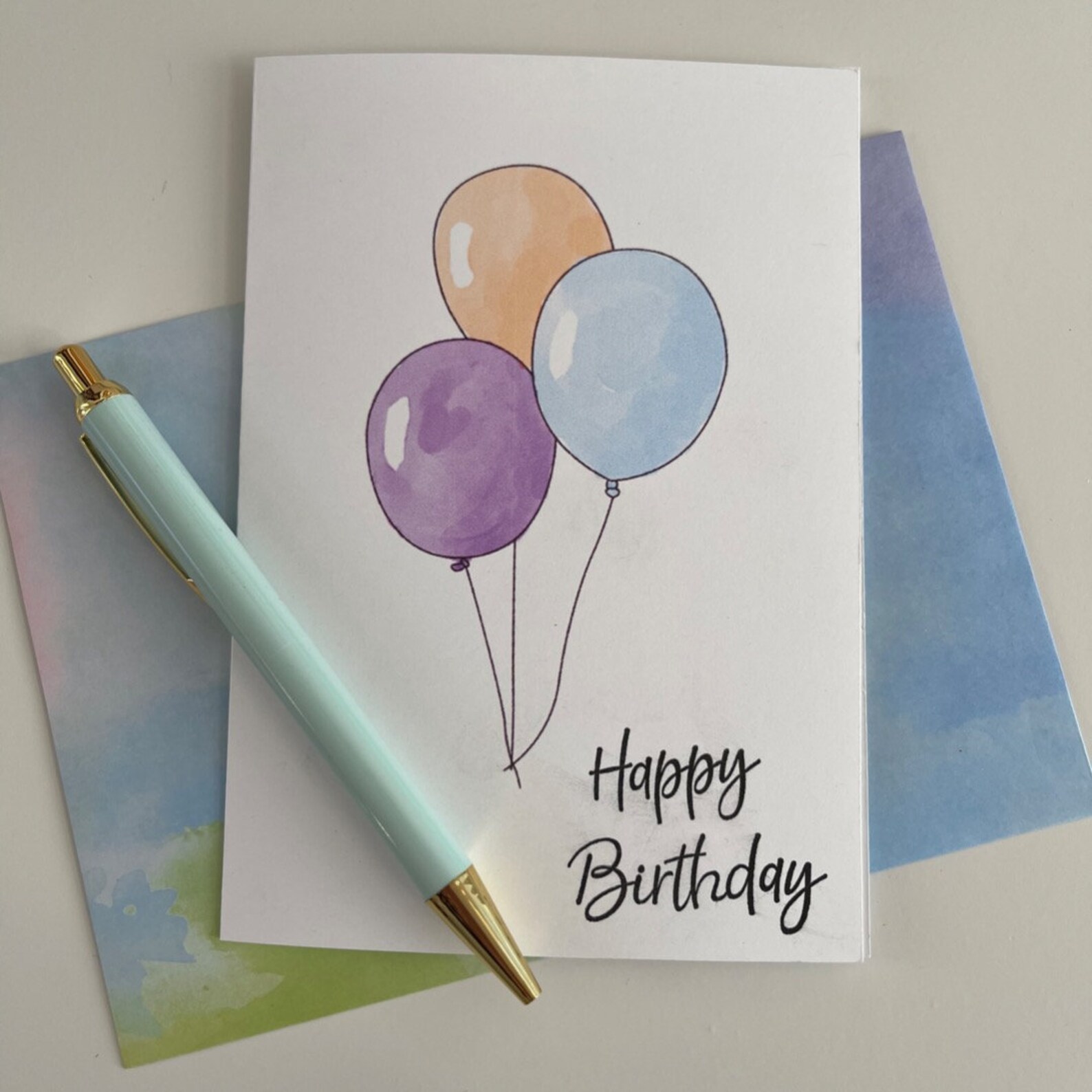 Balloon Birthday Card - Etsy