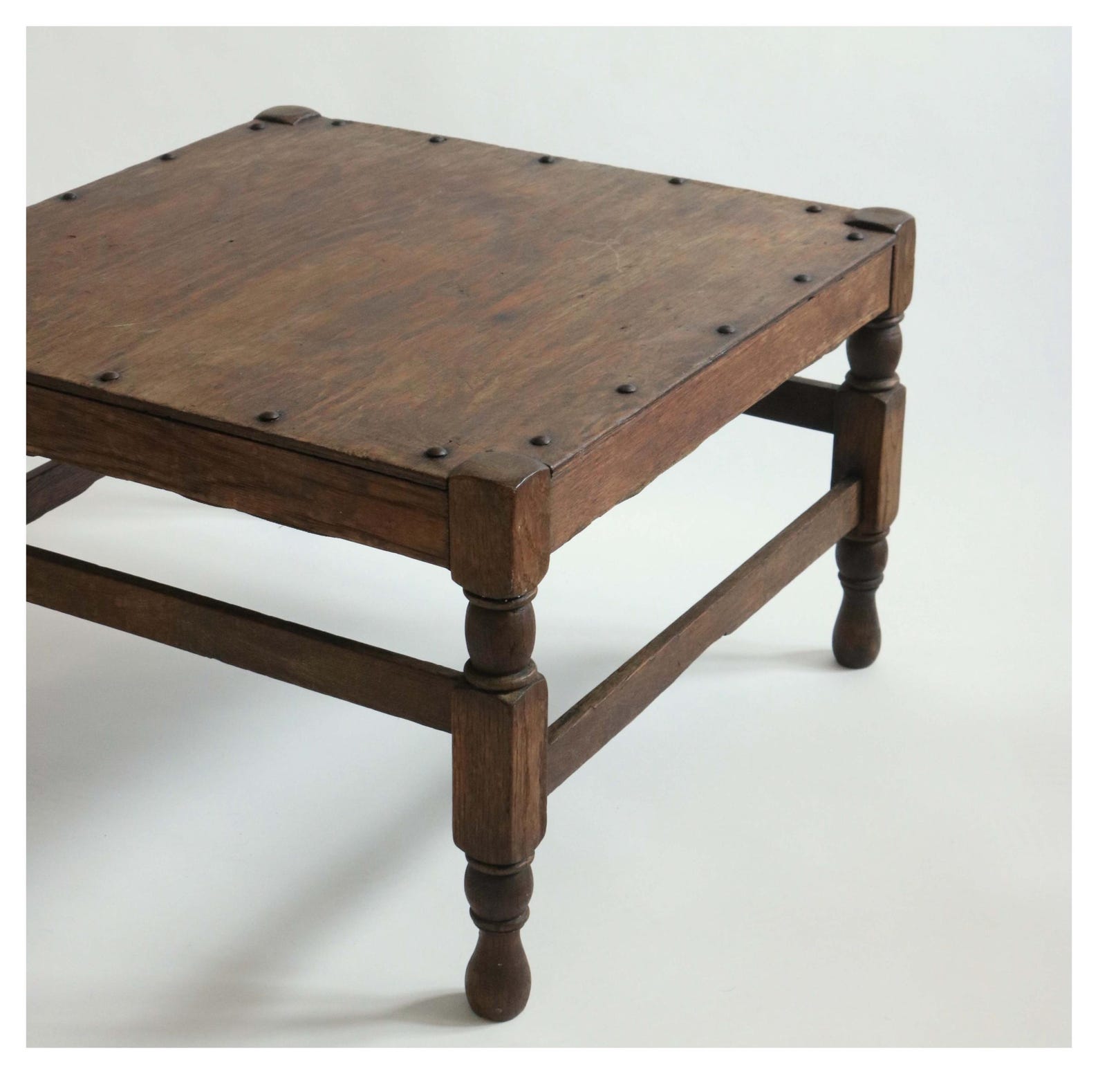 Antique Small Oak Square Coffee Table With Iron Rivets - Etsy UK