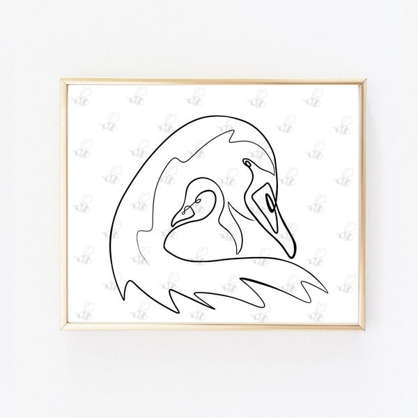 Swan Ink Drawing - Etsy