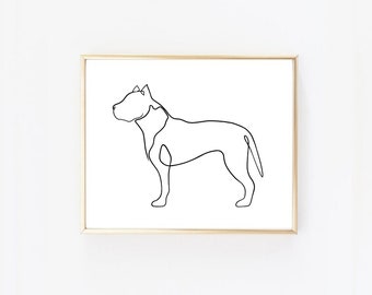 Pitbull Line Drawing - Etsy