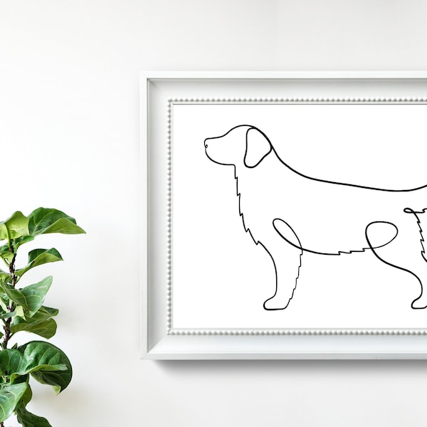 Golden Retriever Puppy Dog Line Art Drawing - Etsy