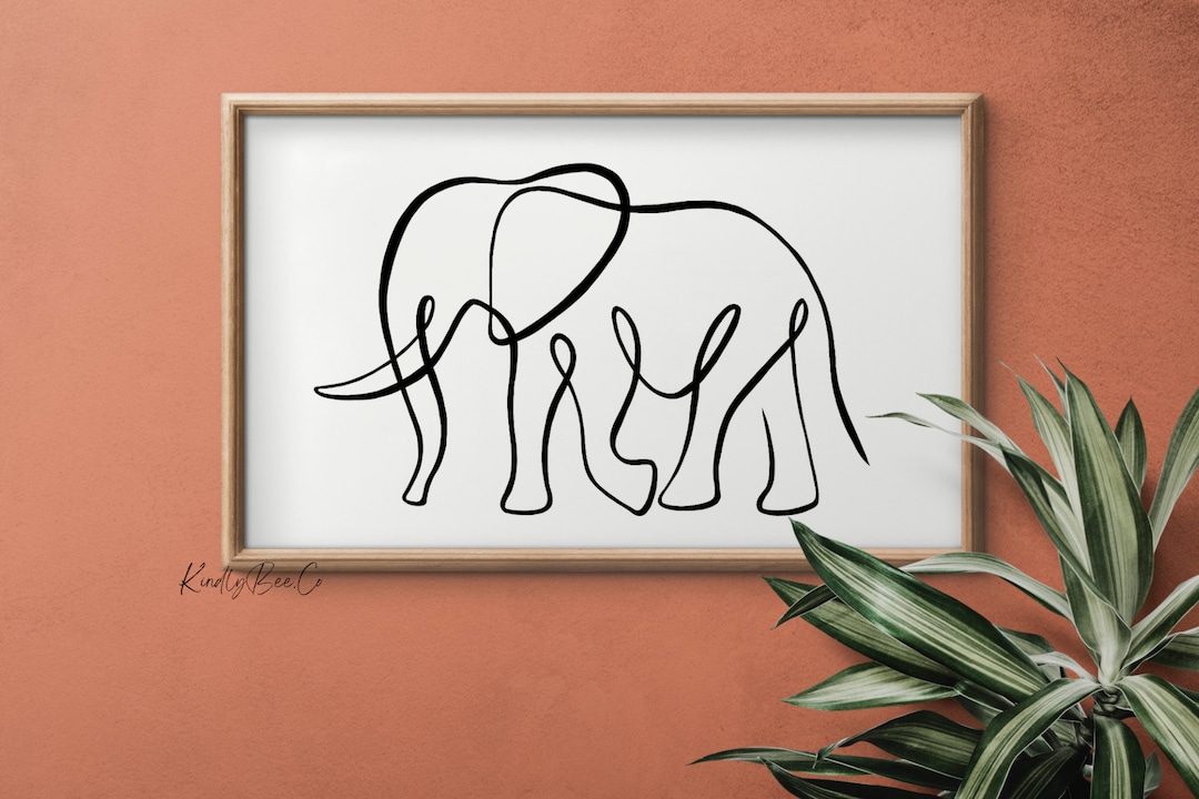 One Line Elephant Minimal Art Digital Download Fine Art Elephant Art ...