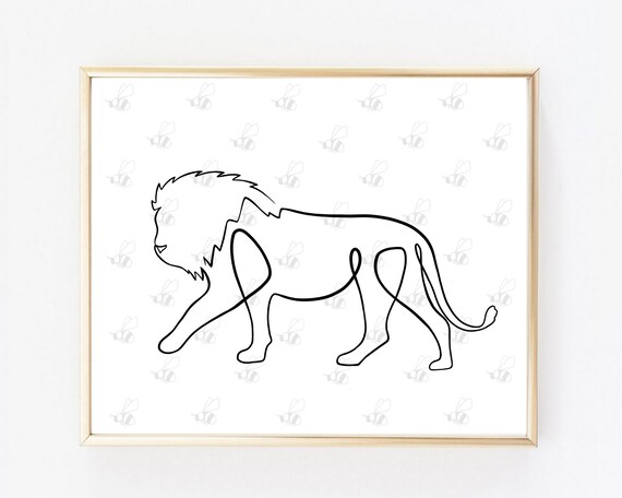 PRINTABLE One Line Lion Minimal Art Digital Download - Etsy
