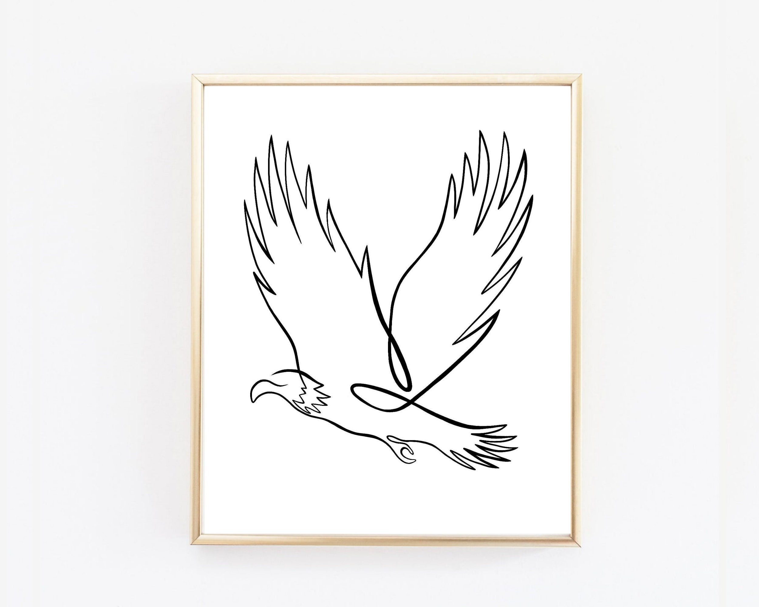 One Line Bald Eagle Print Art Minimal Fine Art Bald - Etsy