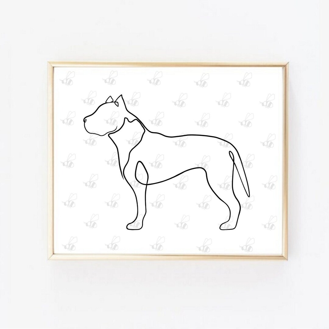PRINTABLE One Line Pitbull Minimal Art Digital Download - Etsy