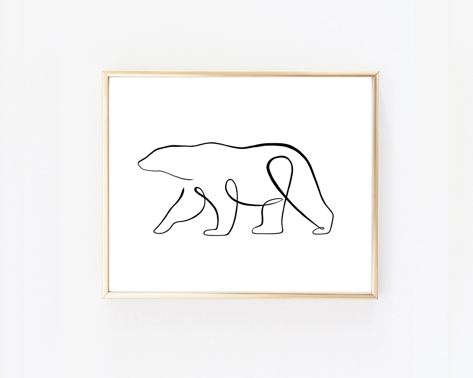 One Line Polar Bear Print Art Minimal Fine Art Polar - Etsy