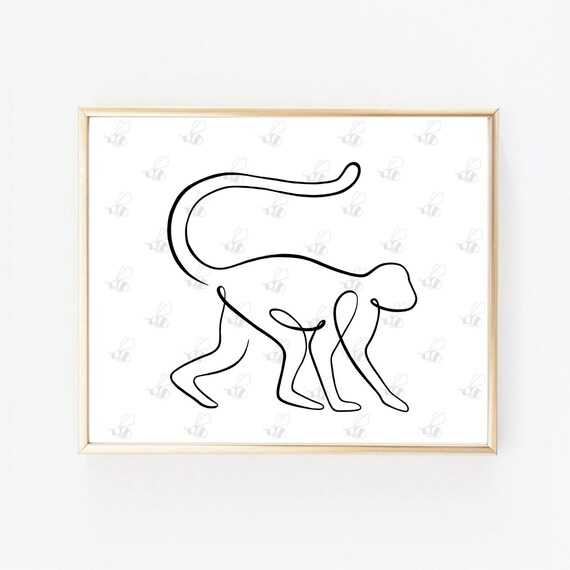 PRINTABLE One Line Monkey Minimal Art Digital Download - Etsy