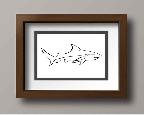 One Line Shark Print Art Minimal Fine Art Shark Art - Etsy