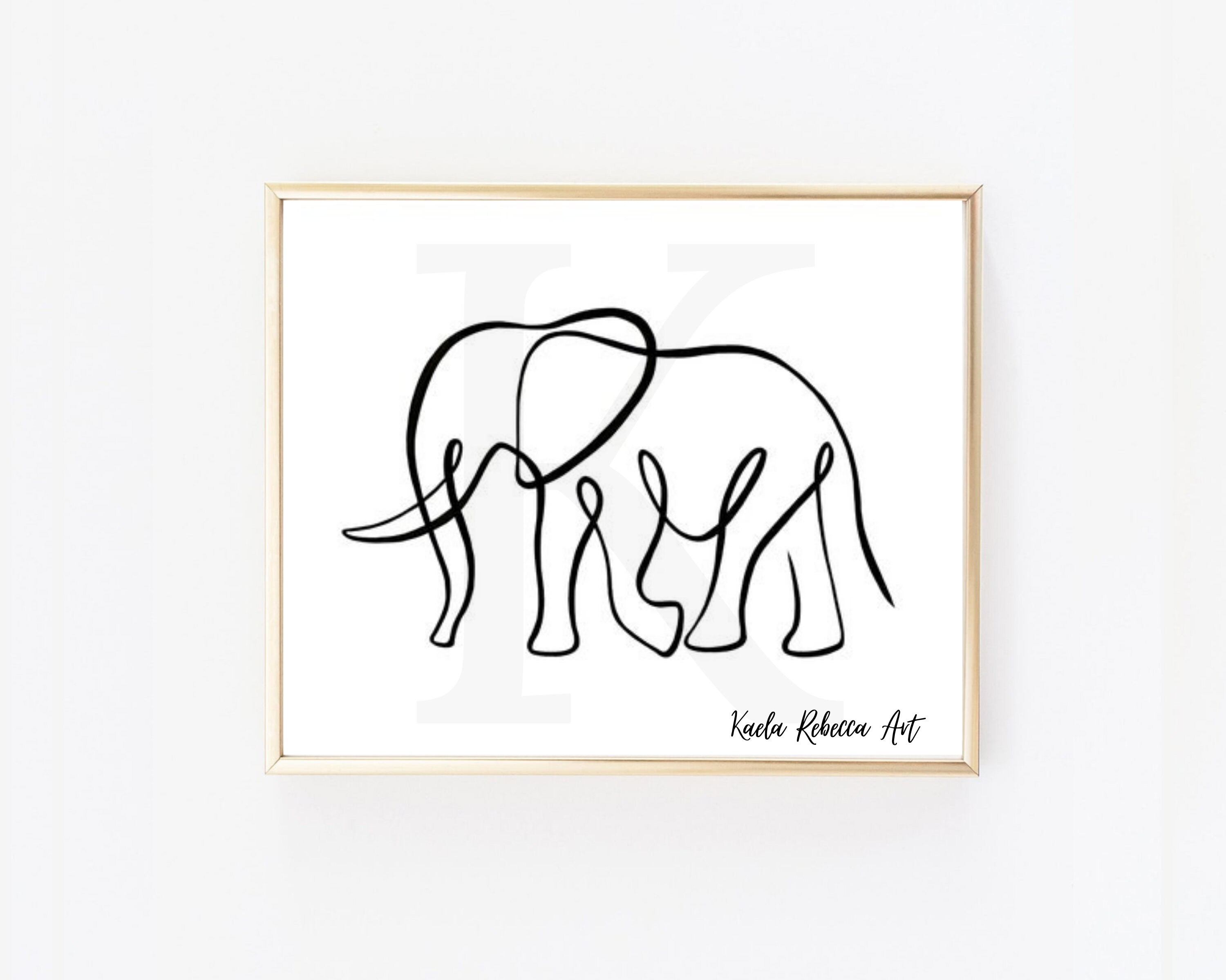 Home & Living Minimalist Elephant Single Line Art Digital Download Wall ...