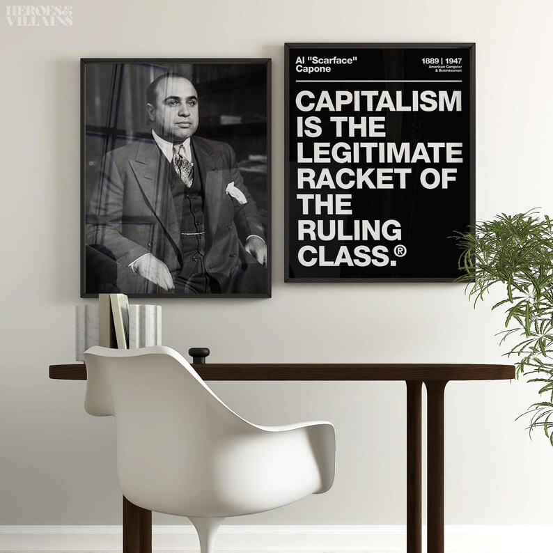 Al Capone Poster Set – Gangster Quote & Portrait Wall Art, Prohibition ...