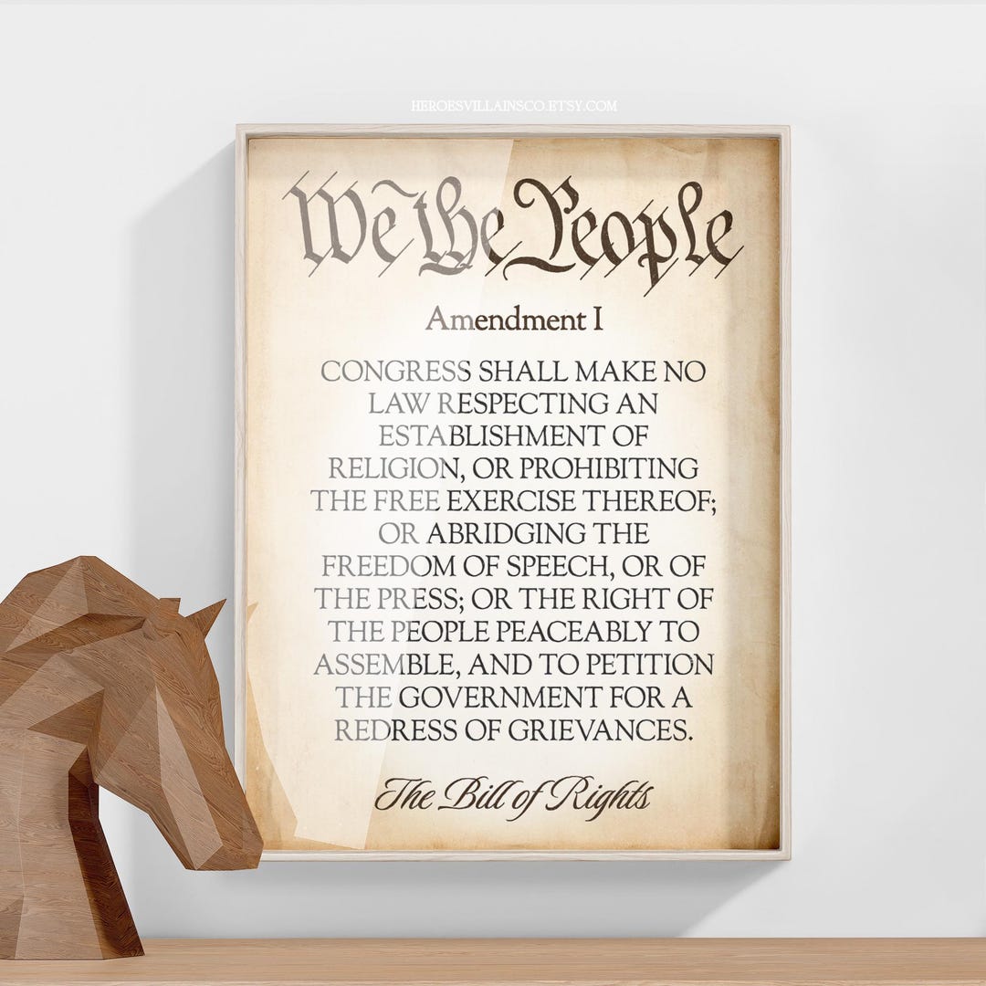 US Constitution First Amendment Poster – We the People, Amendment I, Freedom of Speech Wall ...