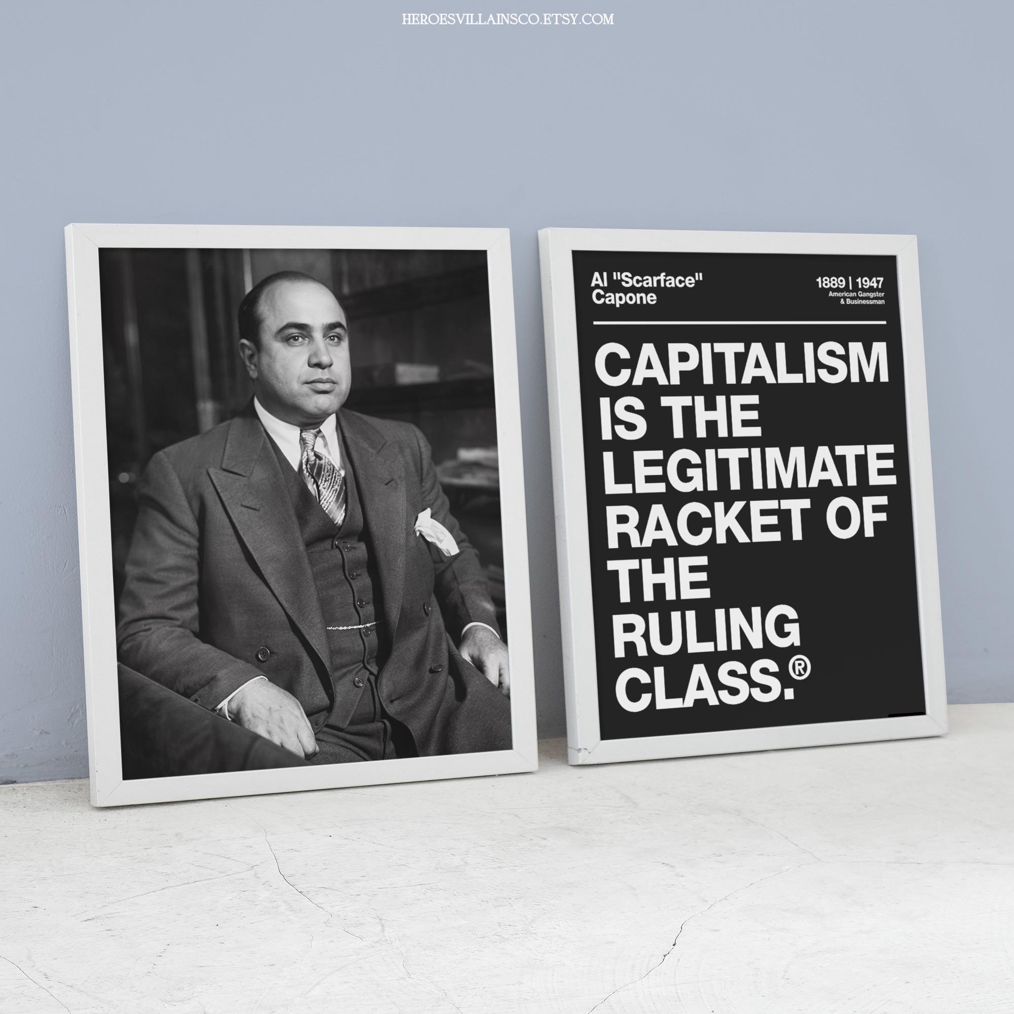 Al Capone Poster Set – Gangster Quote & Portrait Wall Art, Prohibition ...