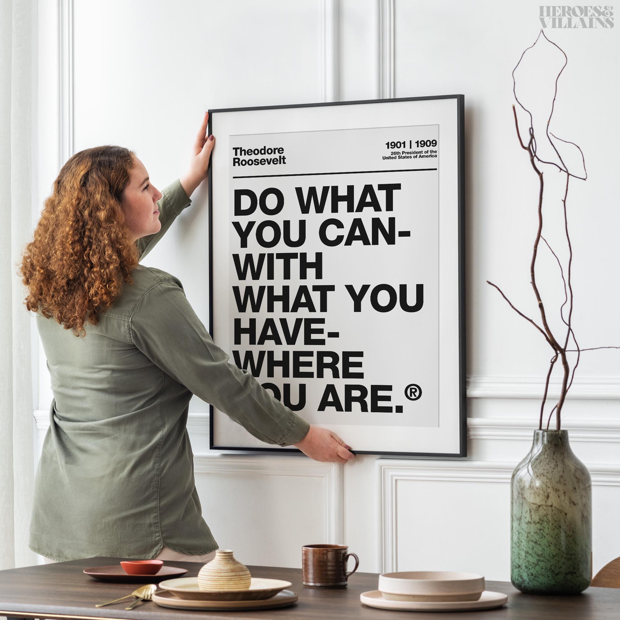 Theodore Roosevelt Quote Poster Poster Motivational Print, Minimalist ...