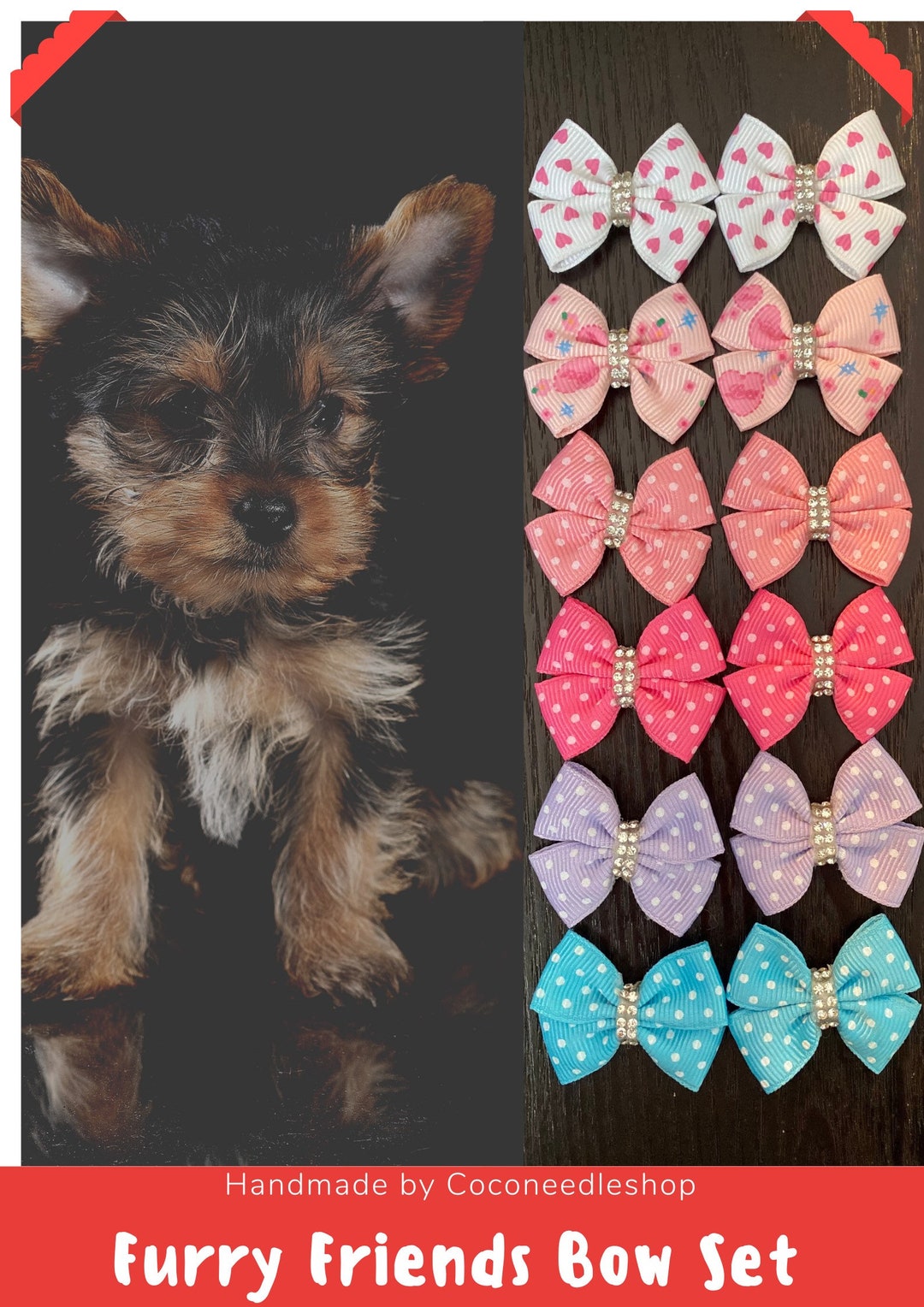 Handmade Tiny Bow Set for Small Dogs/ Cute Dog Hair Bow Clip - Etsy