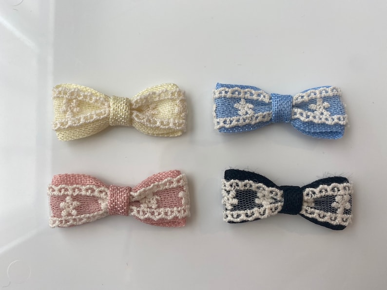 Tiny Linen Bow With Lace for Pets/ Pet Bow/ Baby Bow/ 11 Colors ...