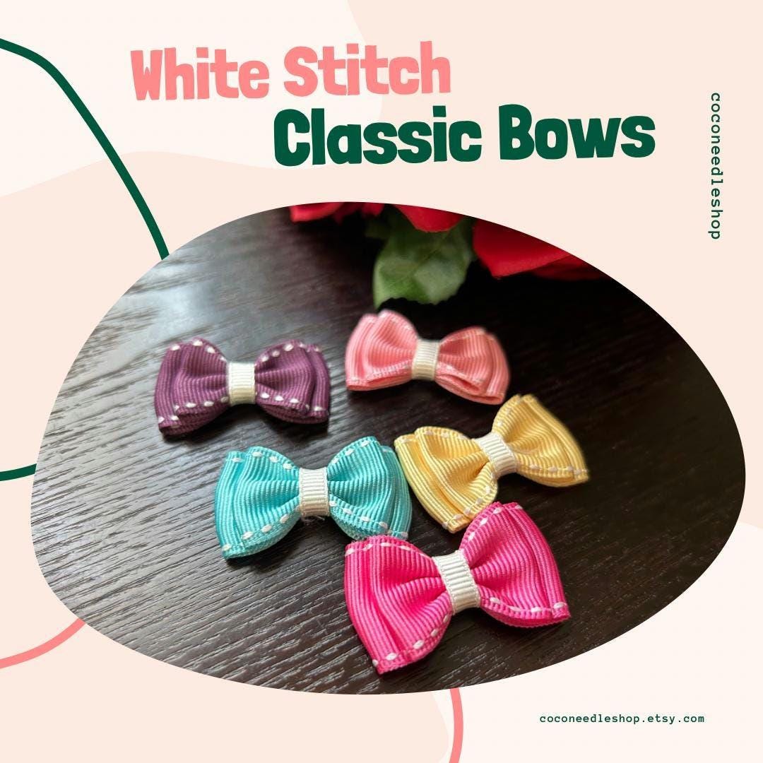 Handmade White Stitch Classic Bows for Pets - Etsy