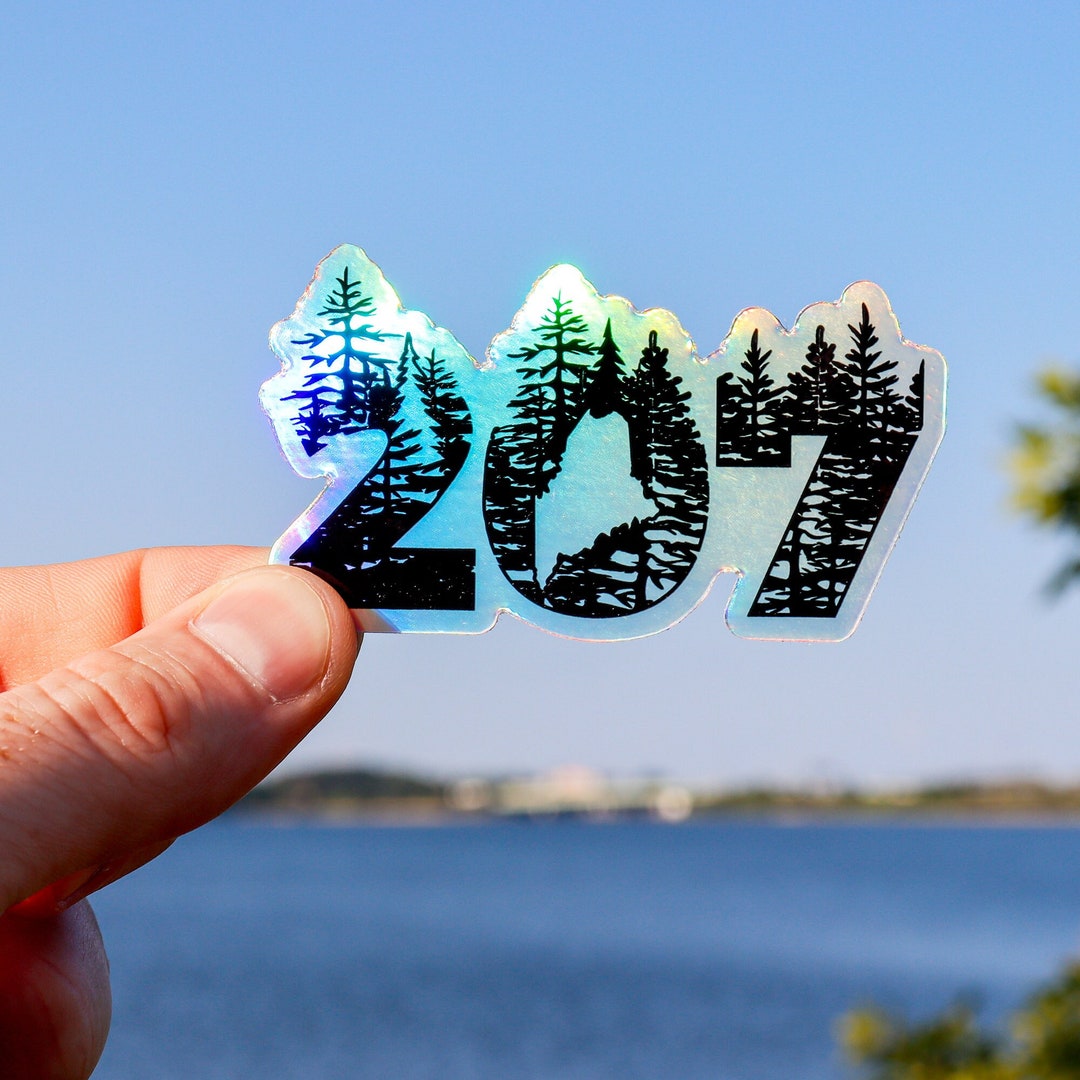 207 Holographic Pine Tree State Sticker, Maine Sticker, Pine Tree ...