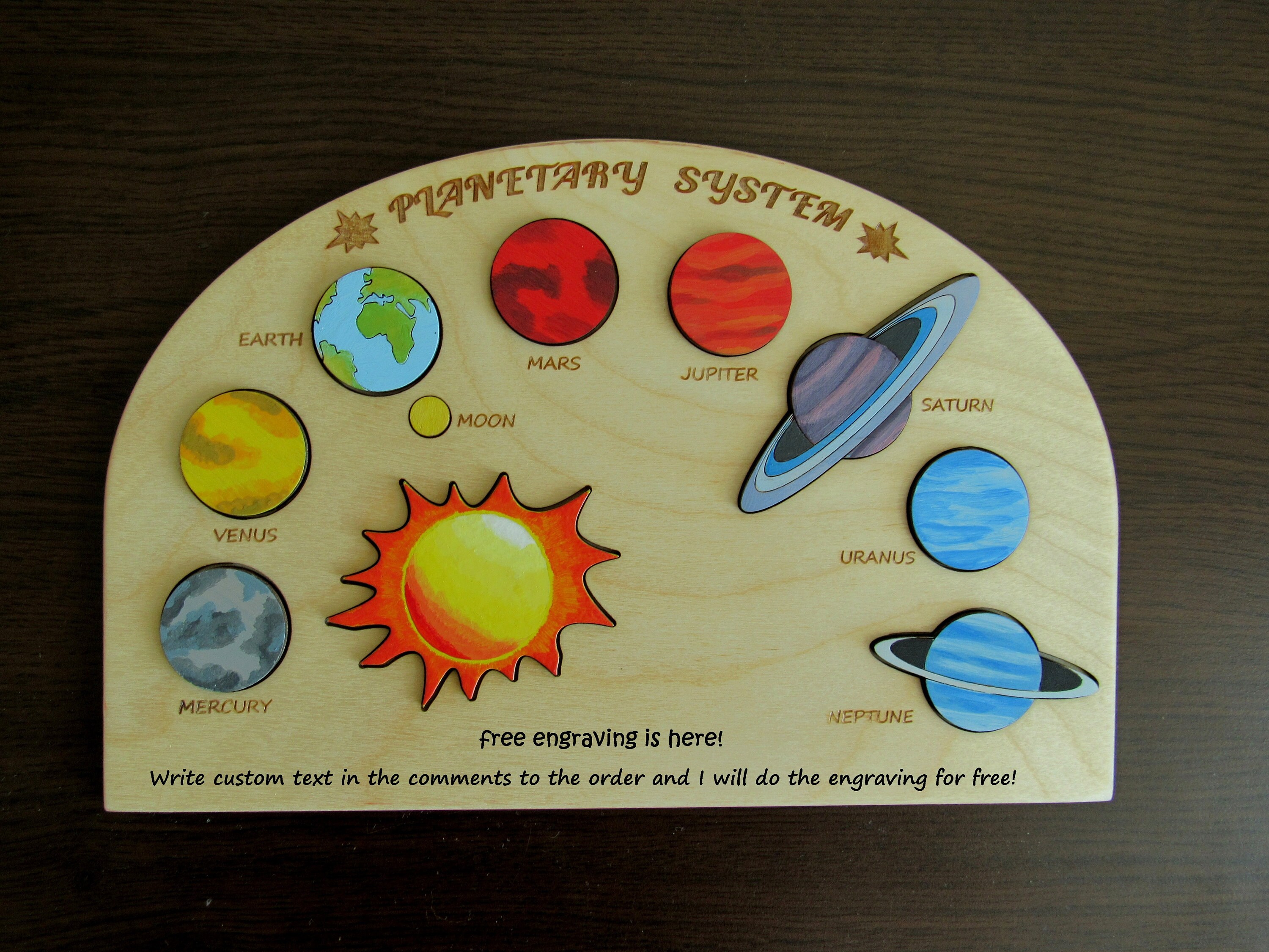Planetary system puzzle. Wooden solar system puzzle. | Etsy