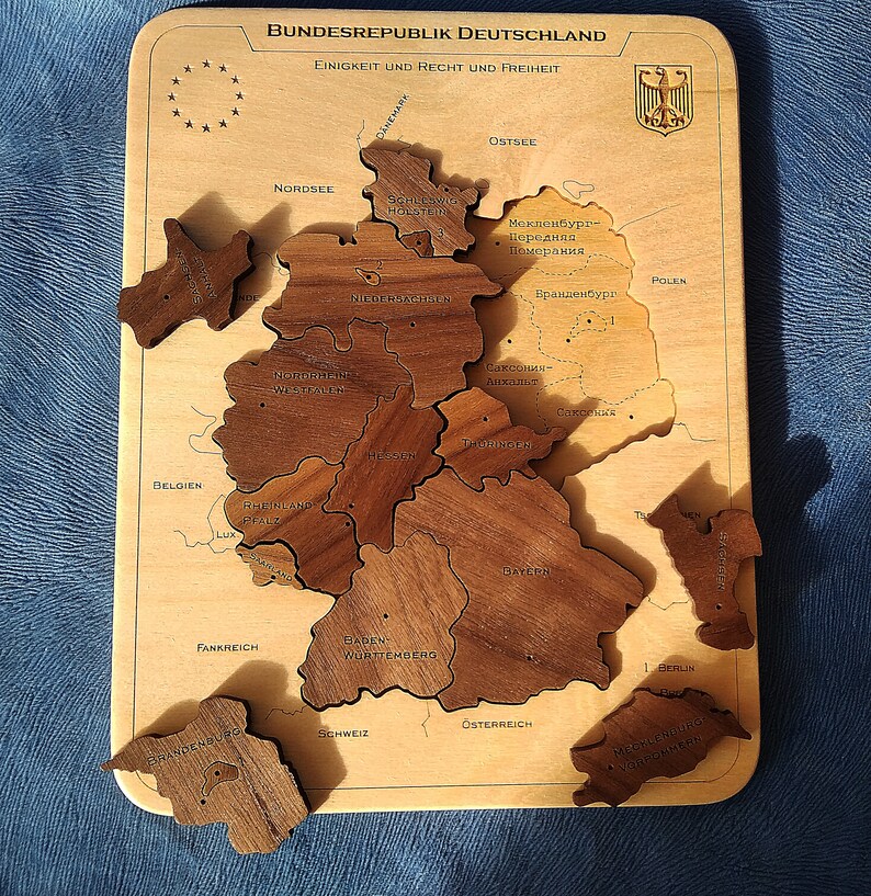 Wooden Map of Germany. Montessori Map of Germany. Holzkarte - Etsy ...