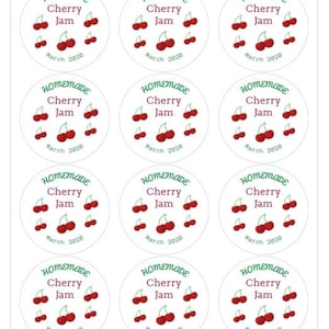 Cherry Jam Labels Homemade Canning Jar Labels for Mason Jars - Etsy