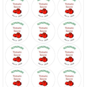 Tomato Sauce Labels, Homemade Canning Jar Labels for Mason Jars, Round ...