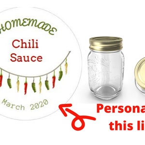 Chili Sauce Labels, Homemade Canning Jar Labels for Mason Jars, Round ...