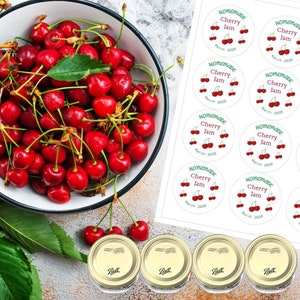 Cherry Jam Labels Homemade Canning Jar Labels for Mason Jars - Etsy