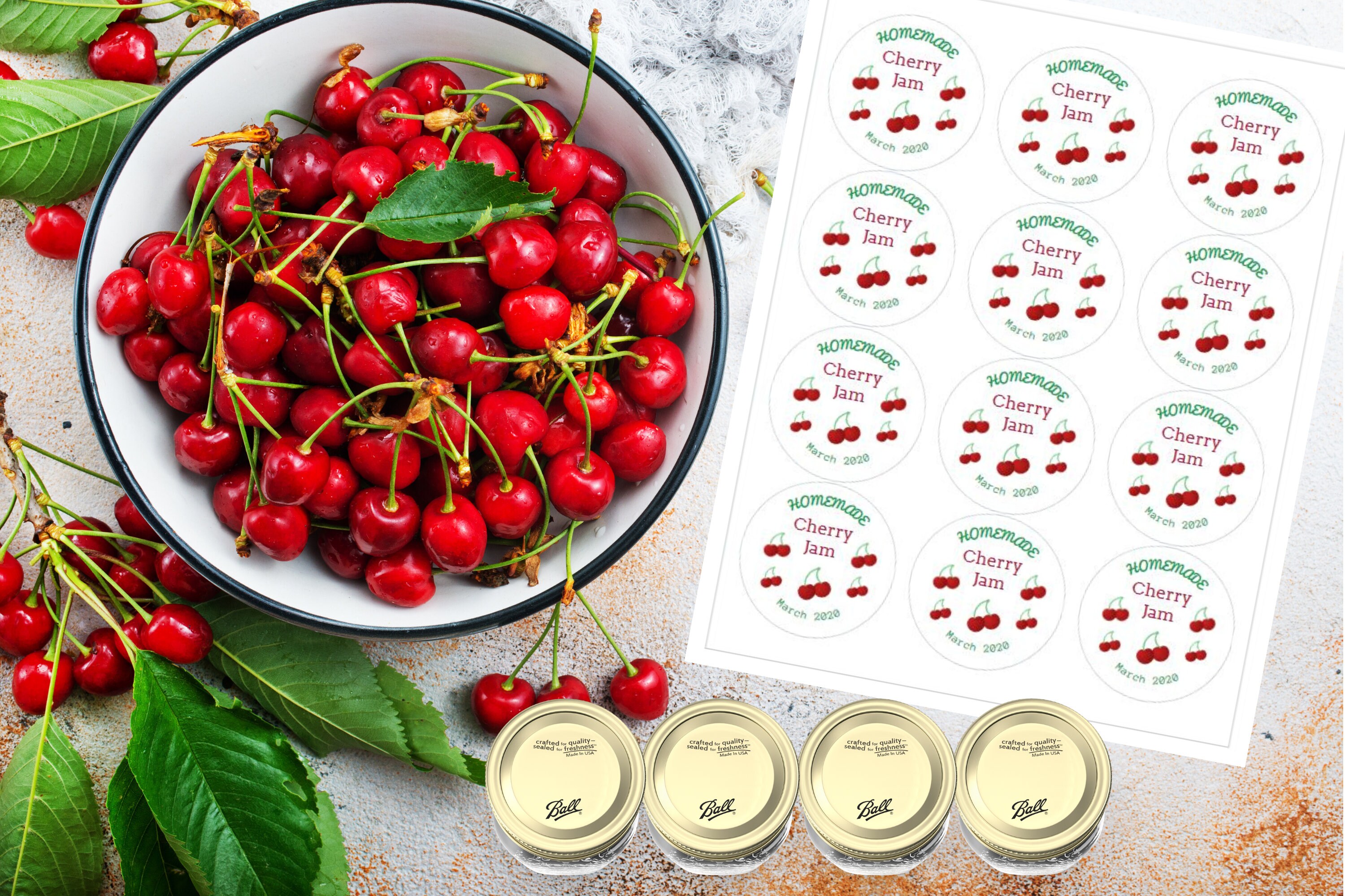 Cherry Jam Labels Homemade Canning Jar Labels for Mason Jars - Etsy