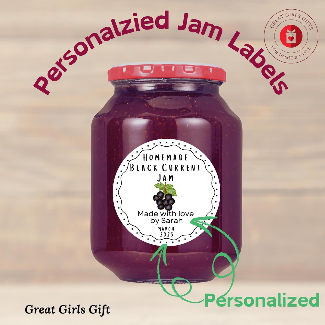 Personalized Black Current Jam Labels – Custom Canning Jar Stickers for ...