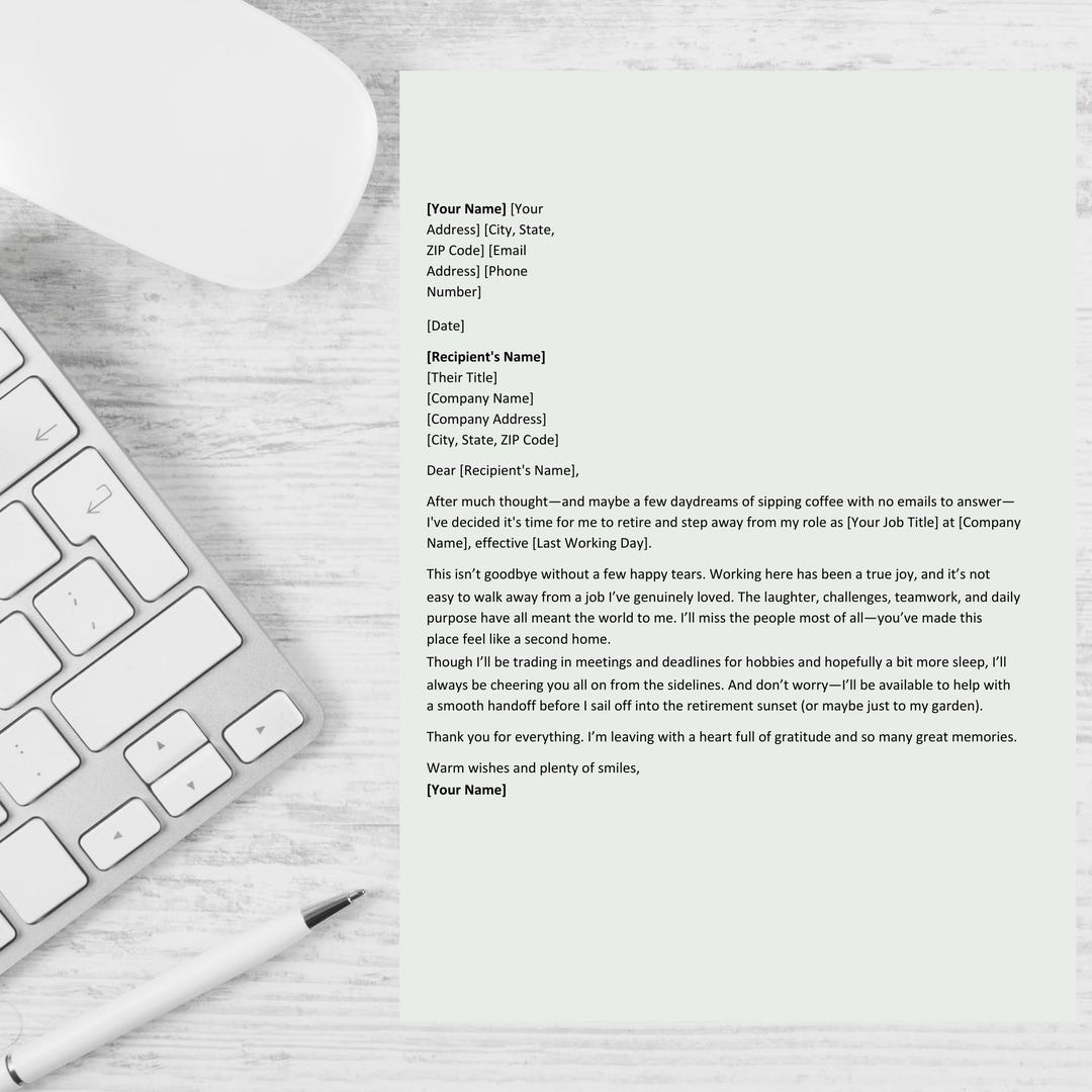 Funny Retirement Letter Template – Light Hearted Resignation Letter ...