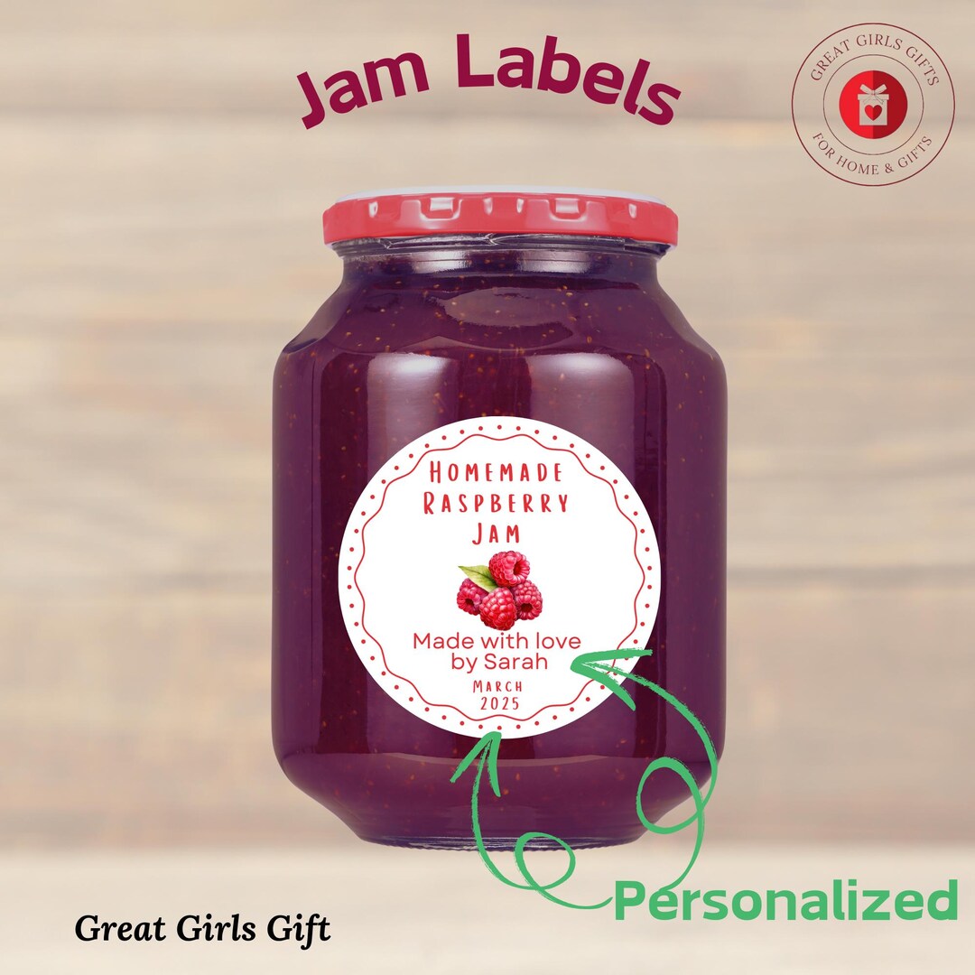 Personalized Raspberry Jam Labels – Custom Canning Jar Stickers for ...