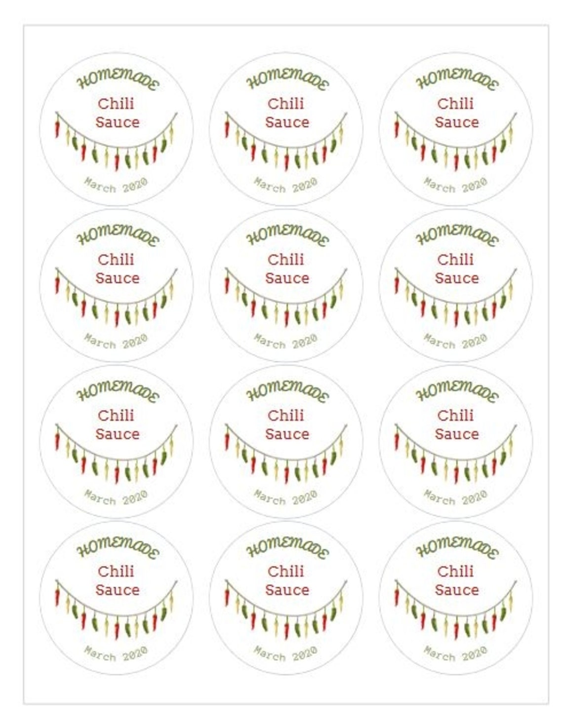 Chili Sauce Labels Homemade Canning Jar Labels for Mason - Etsy