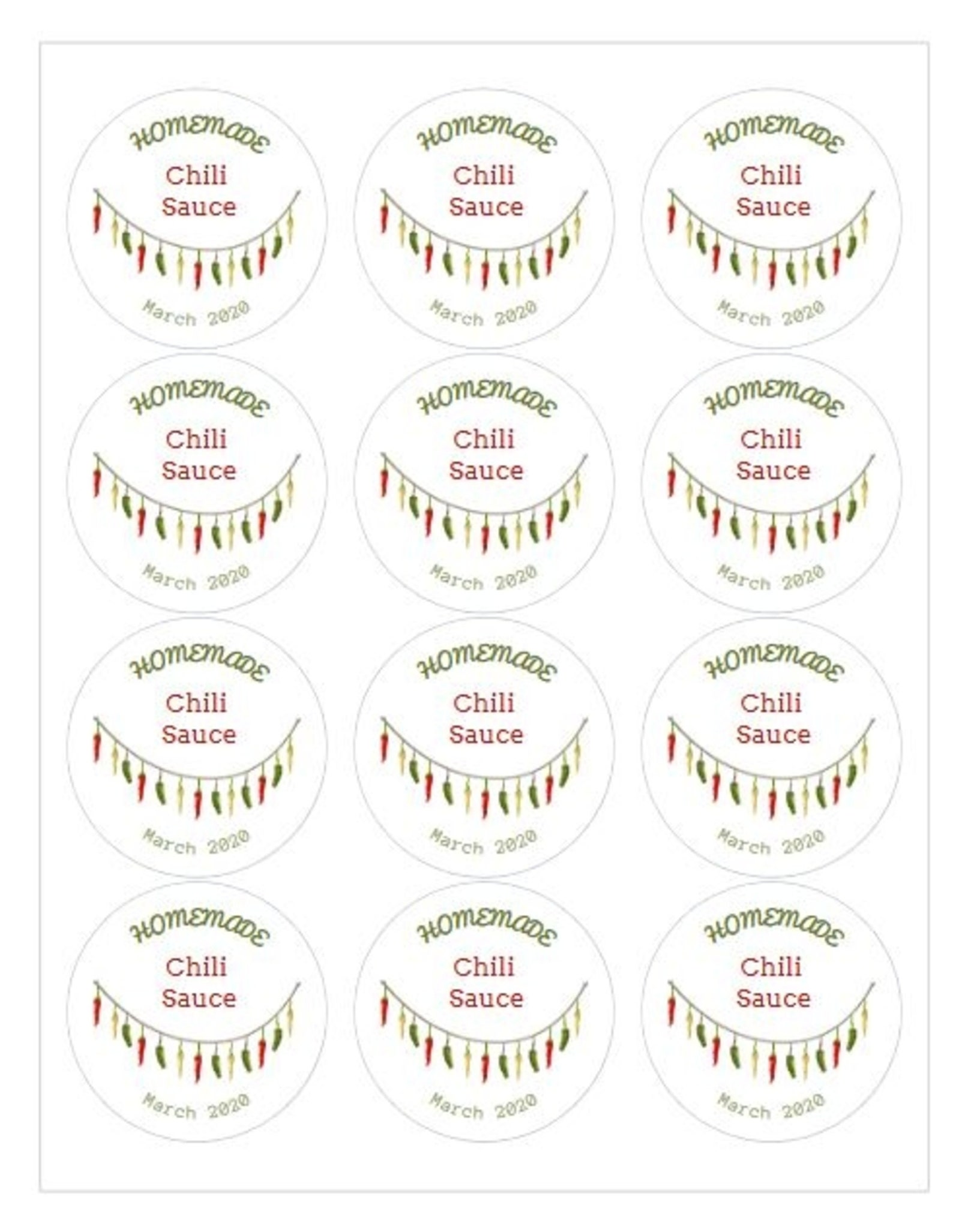 Chili Sauce Labels Homemade Canning Jar Labels for Mason - Etsy