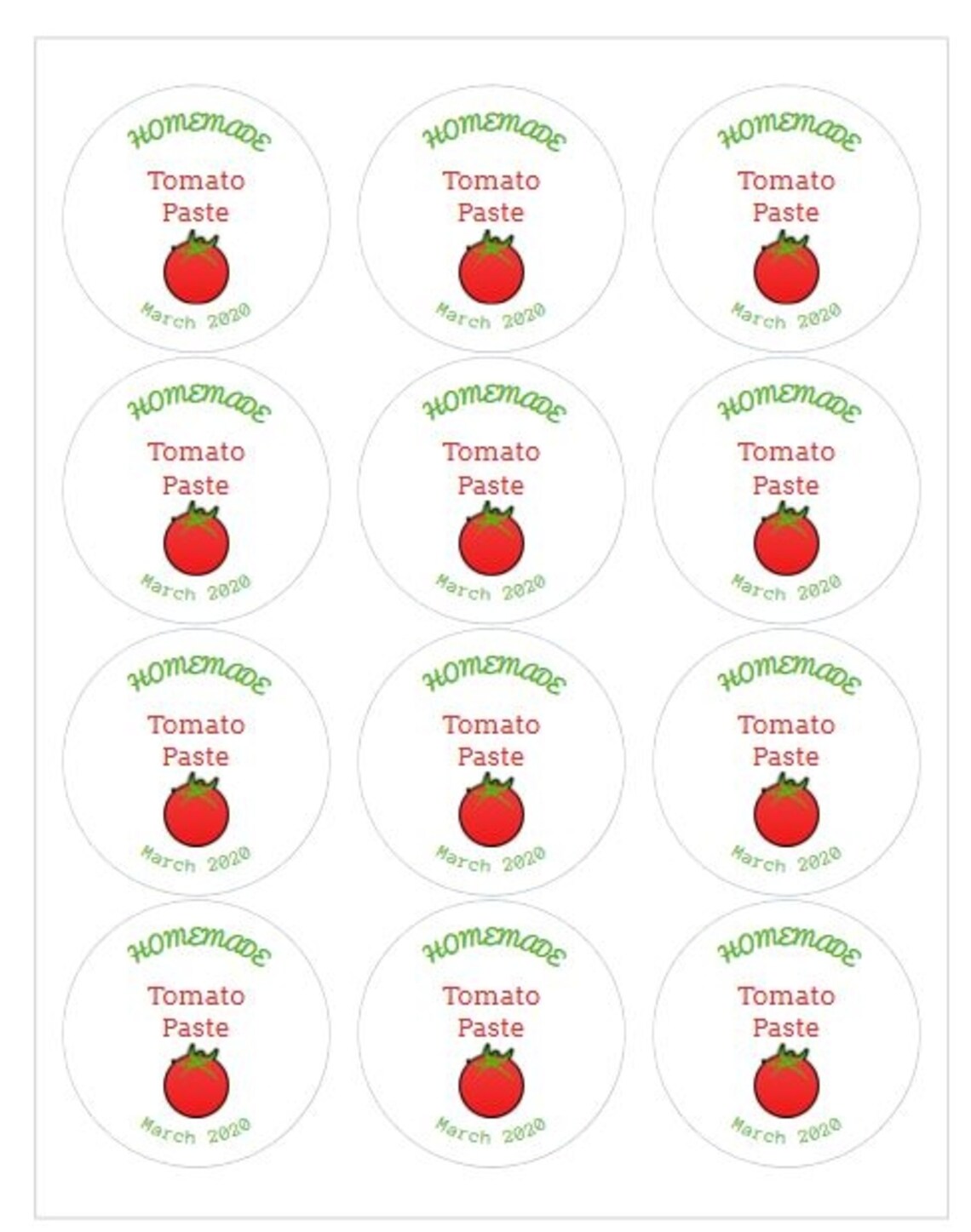 Tomato Paste Labels Homemade Canning Jar Labels for Mason - Etsy