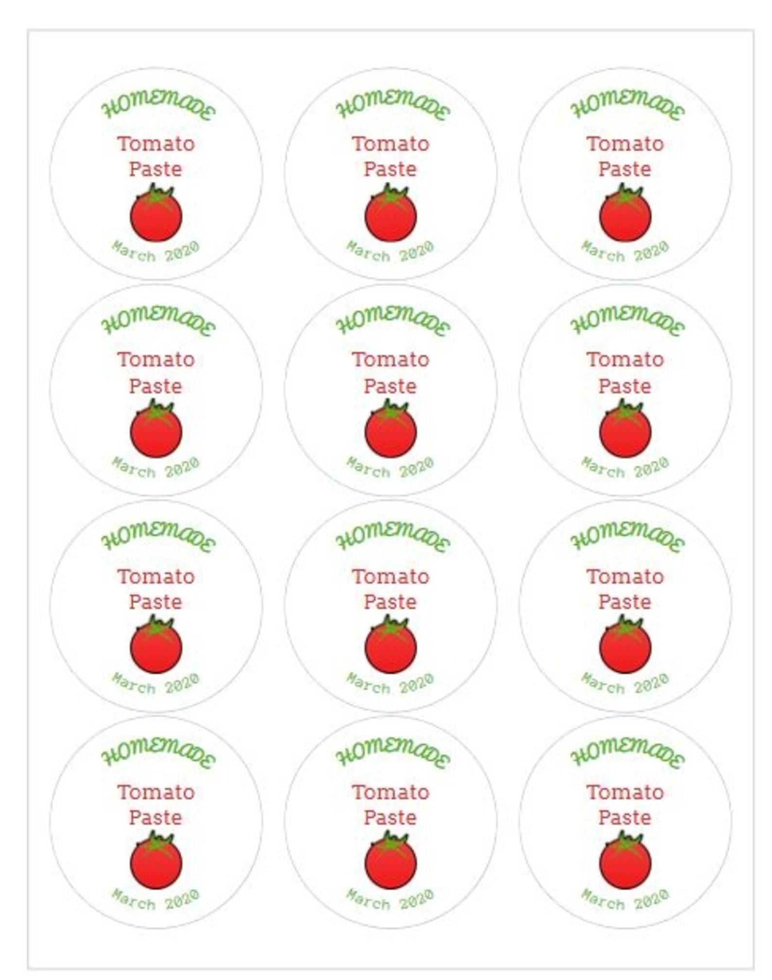 Tomato Paste Labels Homemade Canning Jar Labels for Mason - Etsy