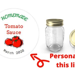 Tomato Sauce Labels, Homemade Canning Jar Labels for Mason Jars, Round ...