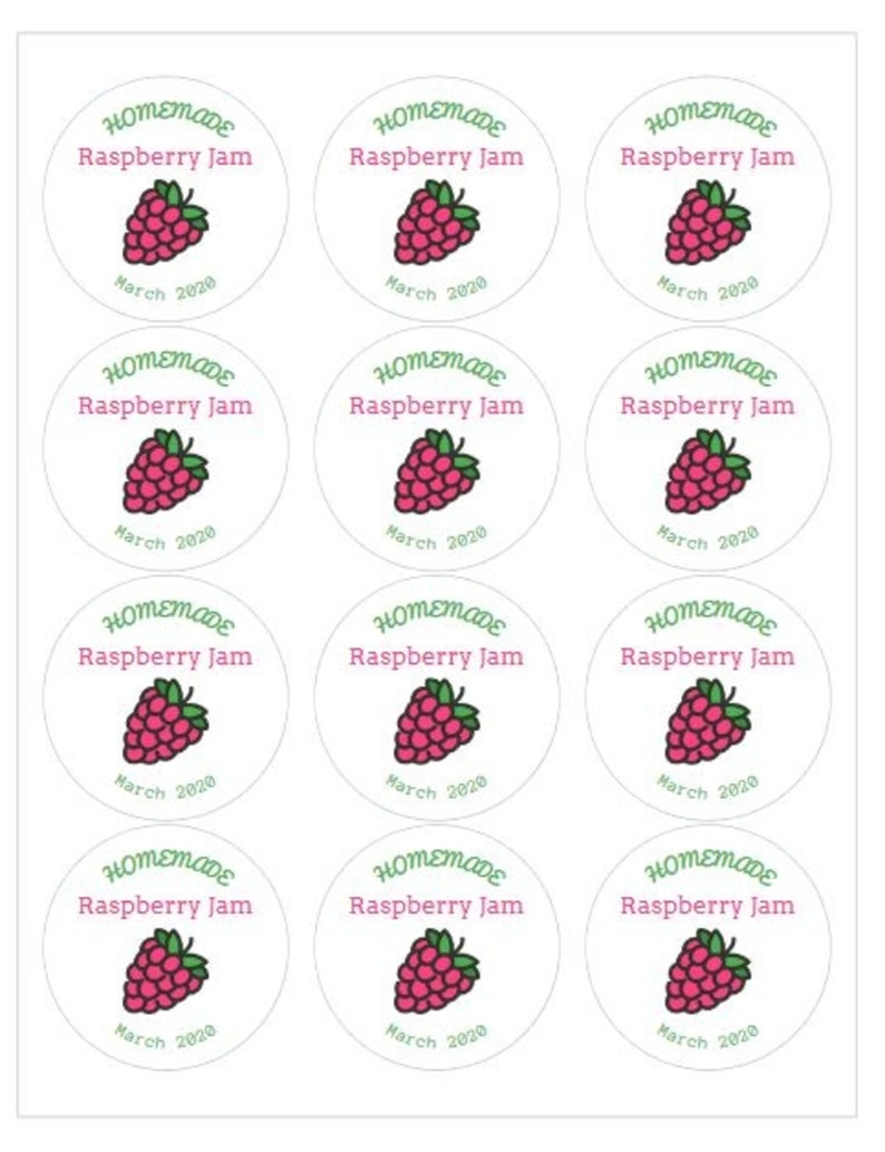 Raspberry Jam Labels Homemade Canning Jar Labels for Mason - Etsy