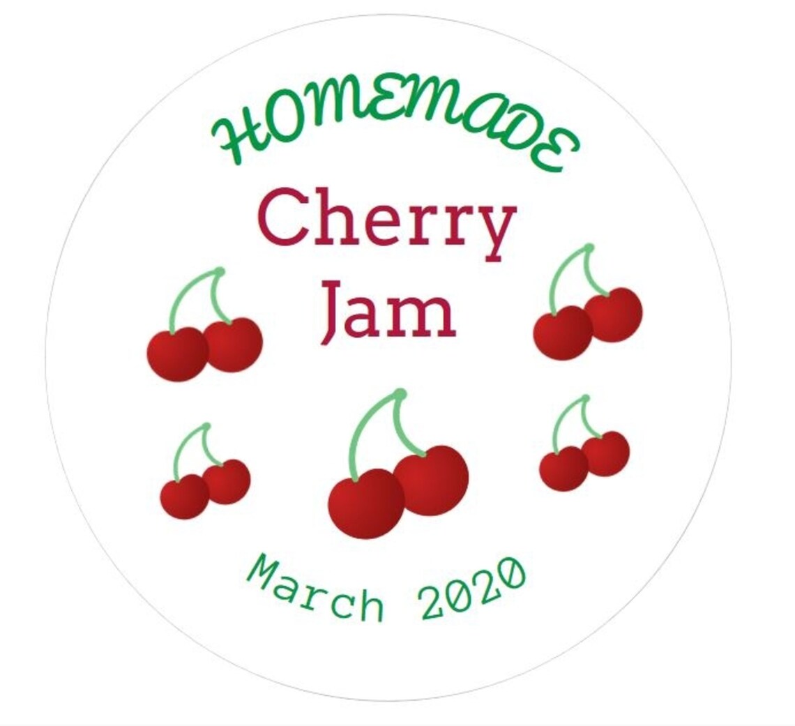 Cherry Jam Labels Homemade Canning Jar Labels for Mason Jars - Etsy
