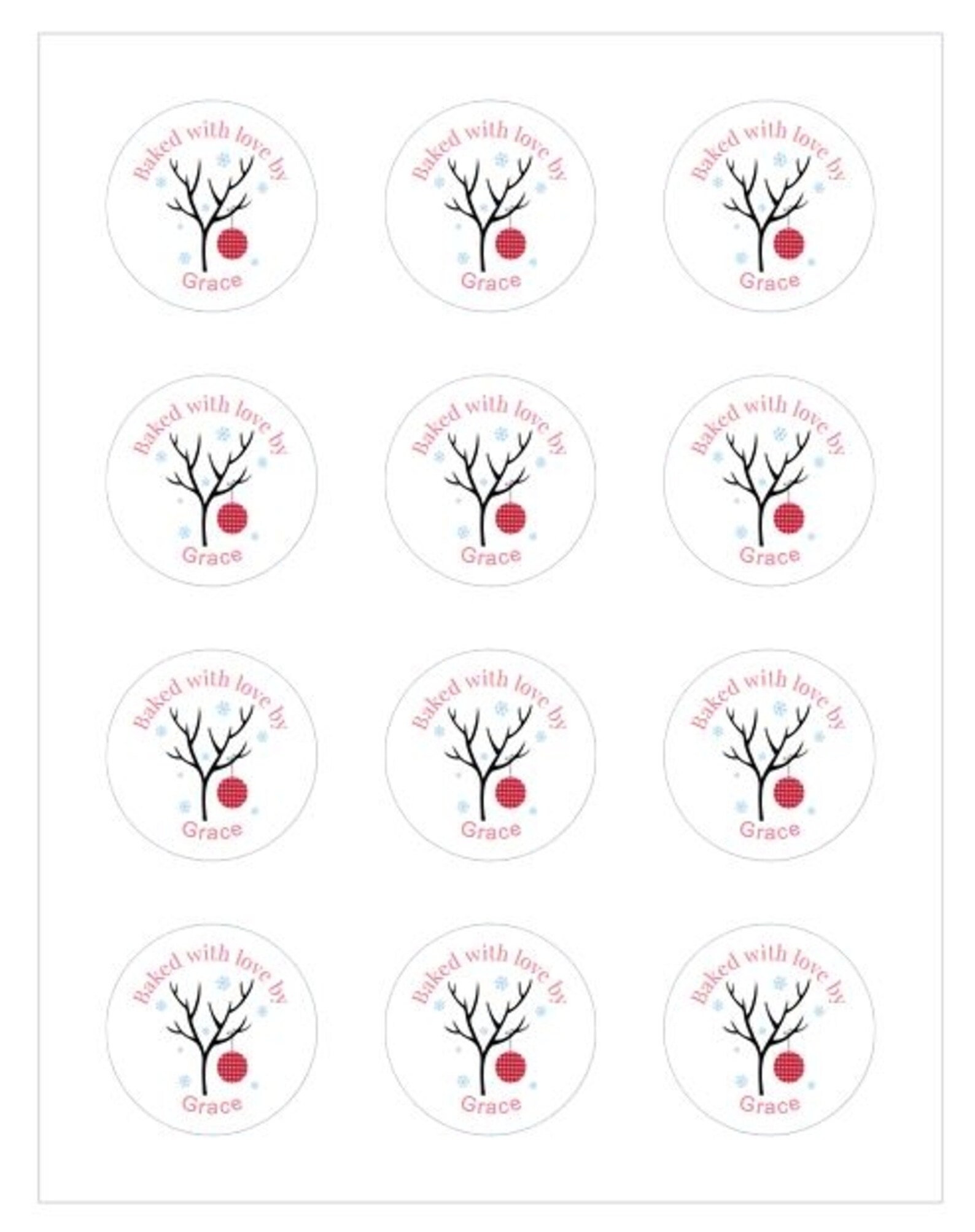 Christmas Tree Baking Labels, Cookie Labels, Made With Love, Baked With ...