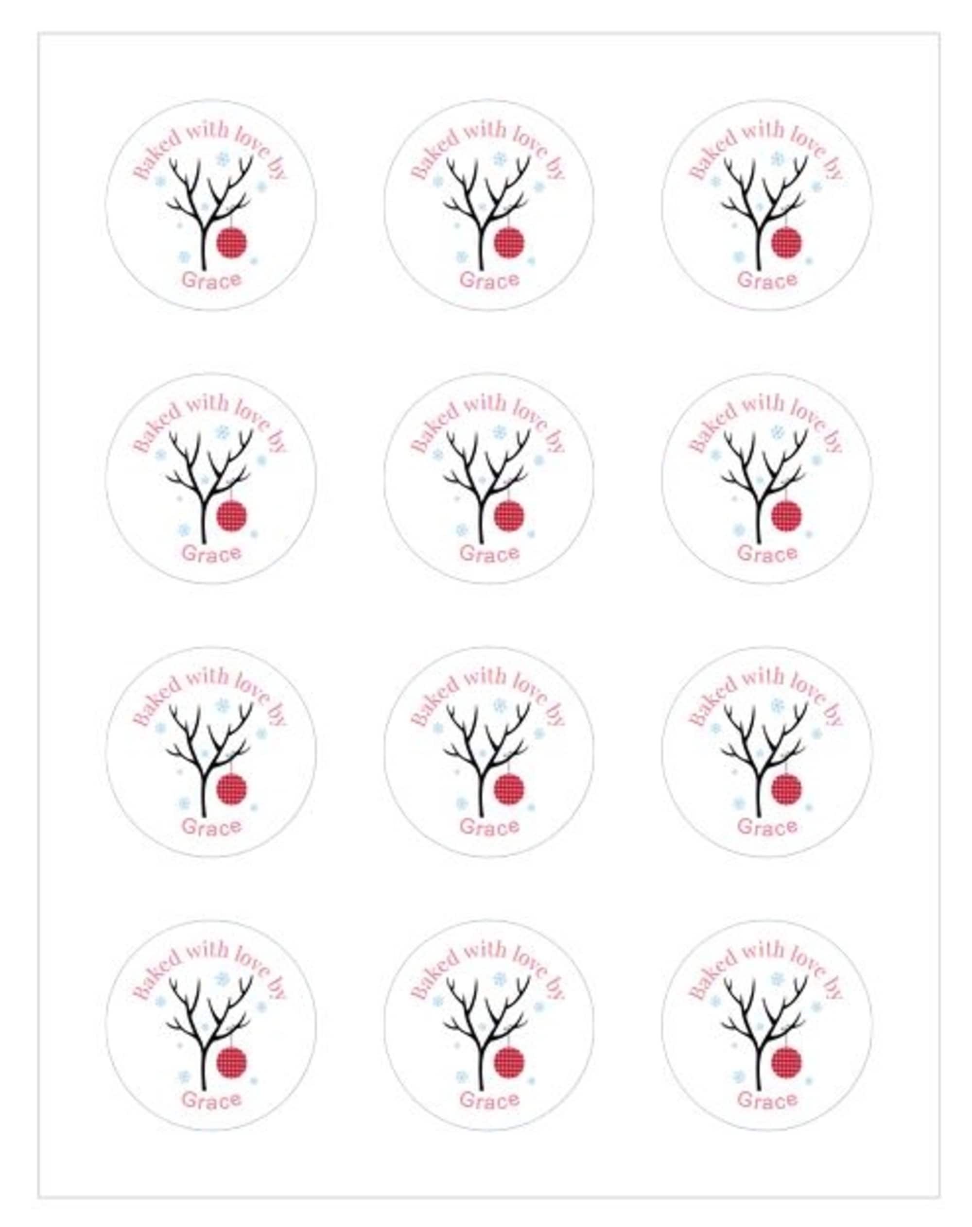 Christmas Tree Baking Labels, Cookie Labels, Made With Love, Baked With ...
