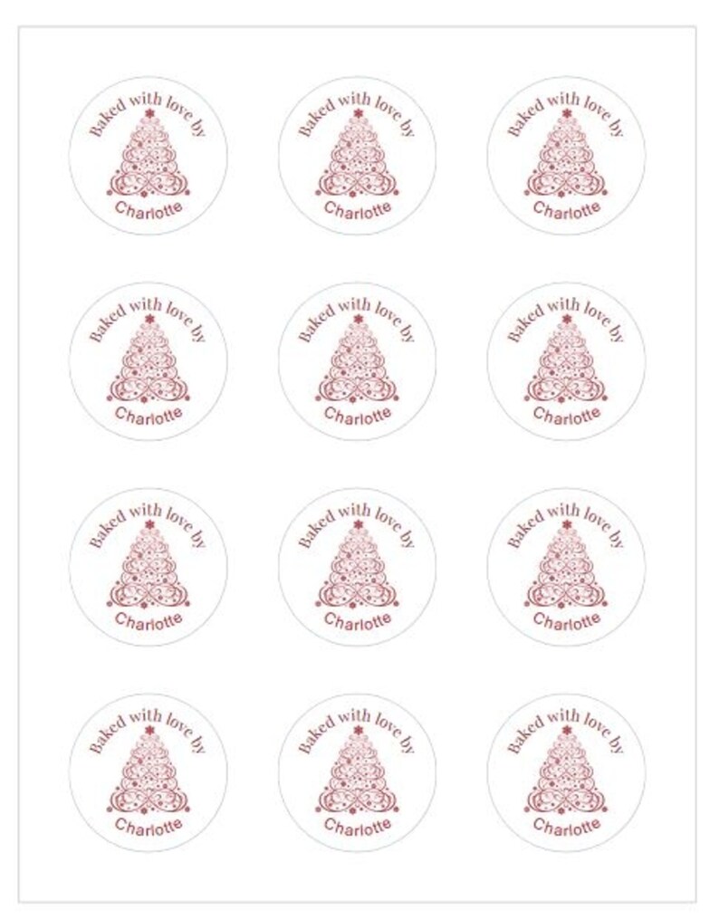 Fancy Red Christmas Tree – Baking Labels, Cookie Labels, Made With Love ...