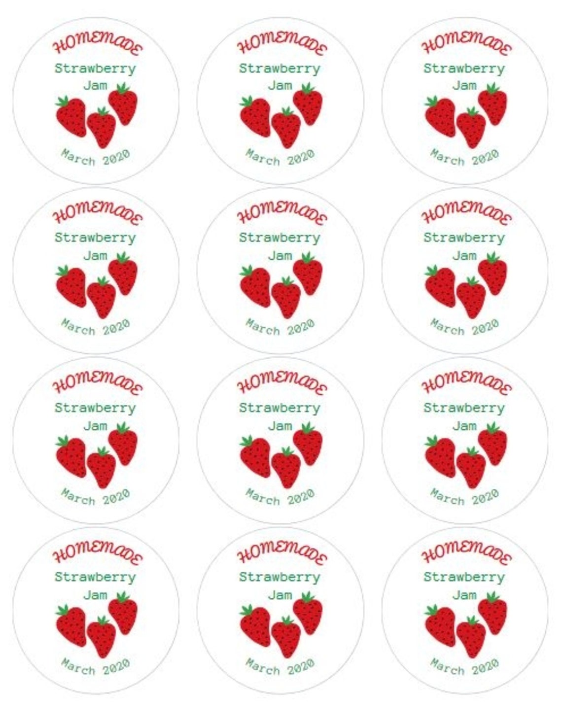 Strawberry Jam Labels Homemade Canning Jar Labels for Mason - Etsy