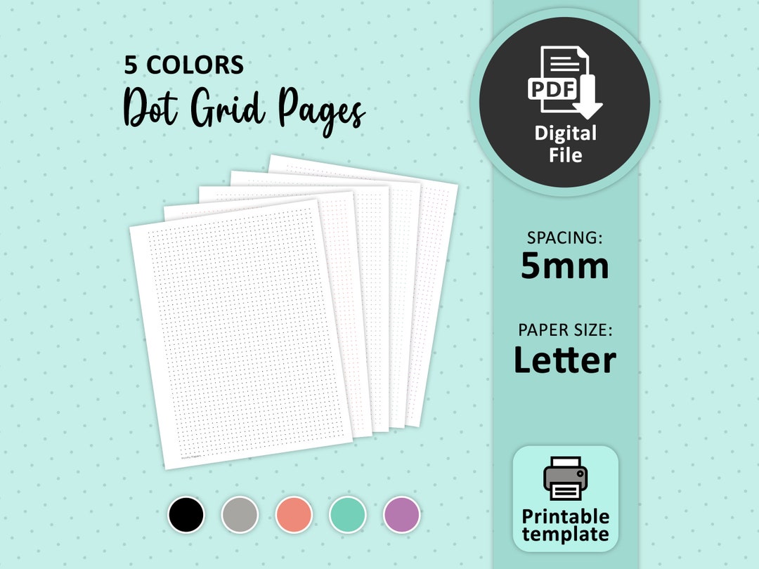 Dot Grid Paper, Letter, 5mm, Bullet Journaling, Printable Inserts ...