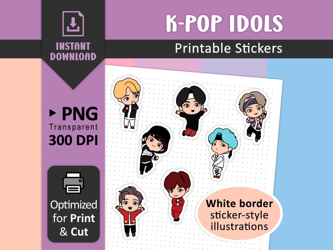 K-pop Printable Stickers PNG for Planner, Journal and Laptop | Kawaii ...