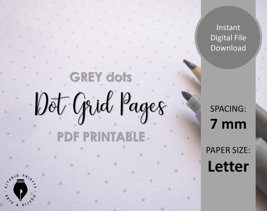 Printable Dot Grid Pages LETTER Grey Dots 7mm Spacing - Etsy