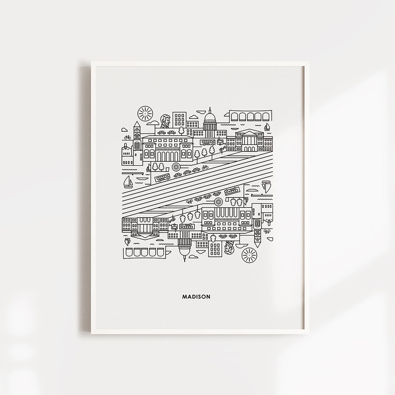 Madison Illustration Art Print | Minimal Home Decor Wall Art - Etsy