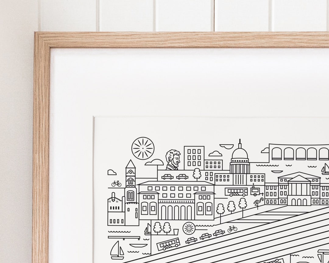 Madison Illustration Art Print | Minimal Home Decor Wall Art - Etsy