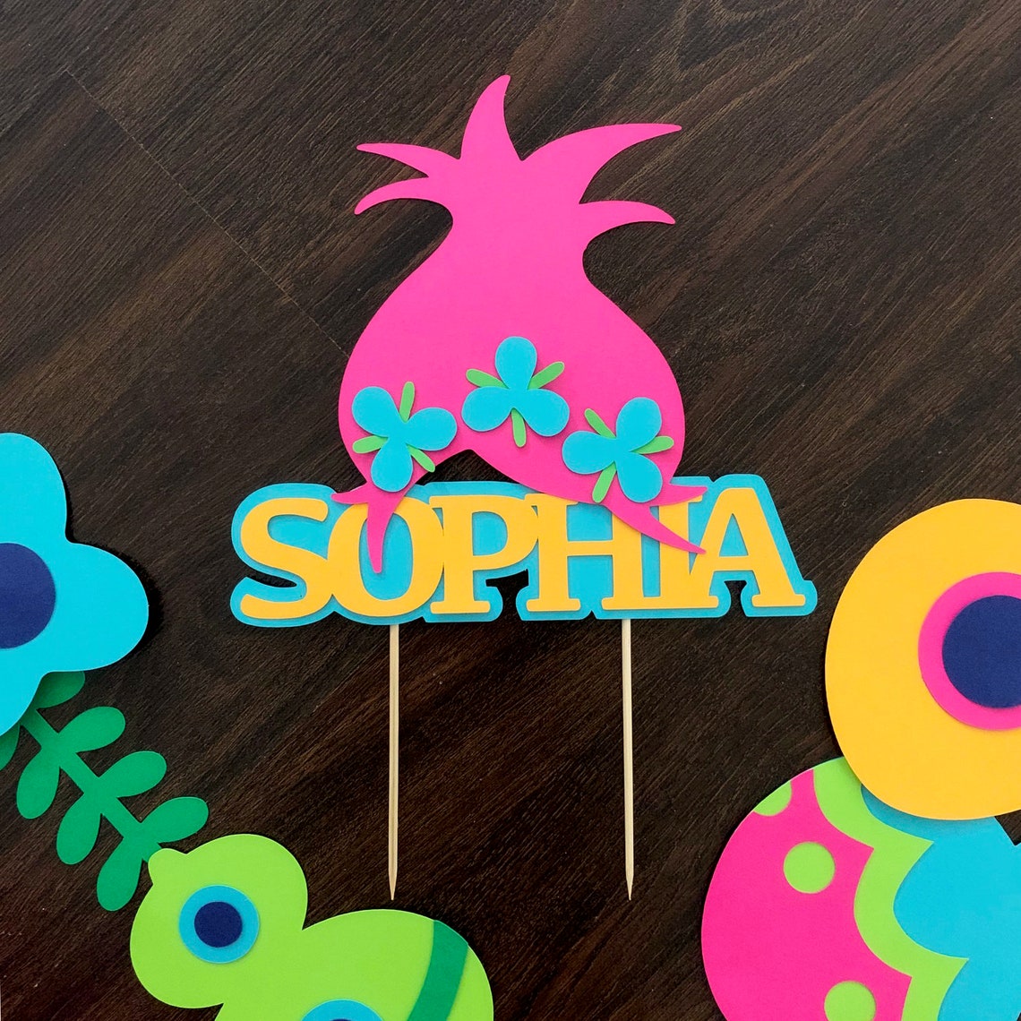 Trolls Nombre personalizado Cake Topper. Decoración de la | Etsy México